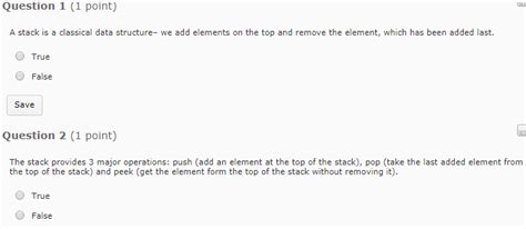Solved Question 1 1 Point A Stack Is A Classical Data
