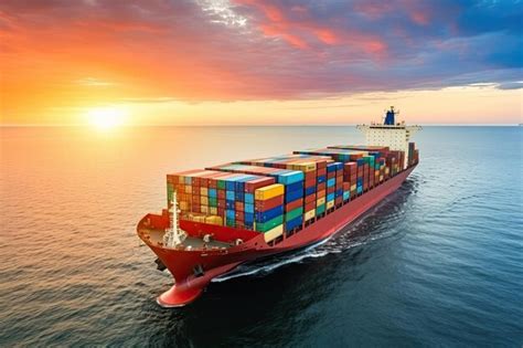 Premium Photo Container Ship On Ocean Business Logistic Import