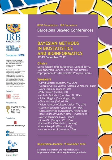 Bayesian Methods In Biostatistics And Bioinformatics Irb Barcelona
