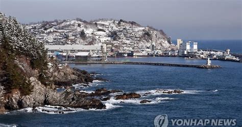 흰 눈과 하얀 포말 그리고 겨울 포구