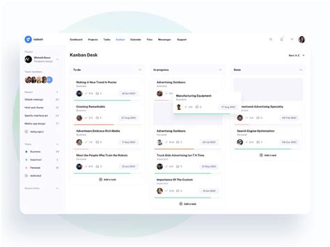 Kanban Desk Project Management App From IODash UI Kit Kanban App Ui Design App
