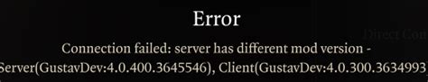 Connection Failed Server Has Different Mod Version Rbaldursgate3