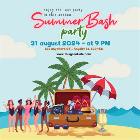 Modern And Minimal Summer Bash Party Instagram Template Postermywall