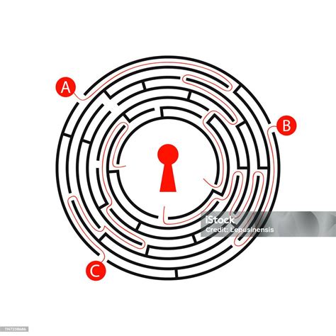 미로 모양 디자인 요소입니다 3 개의 입구 한 출구와 한 가지 올바른 방법으로 이동 합니다 하지만 교착 상태에 대 한 많은 경로 경기 스포츠에 대한 스톡 벡터 아트 및 기타