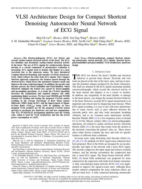 Vlsi Architecture Design For Compact Shortcut Denoising Autoencoder