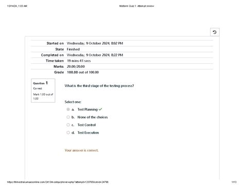 Application Lifecycle Management Midterm Quiz 1 Attempt Review