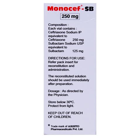 Monocef Sb 1000mg 500mg Injection Mcareexports Wholesale
