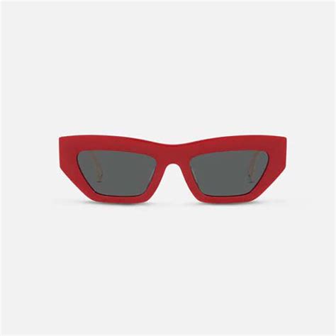 Versace Women 90s Vintage Logo Cat Eye Sunglasses Red