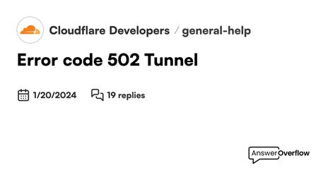 Error Code 502 Tunnel Cloudflare Developers