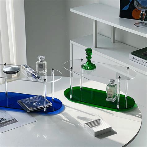 이이공브이샵 와이드 라운드 2단선반 컬러 투명 2type 아크릴 선반 위시버킷