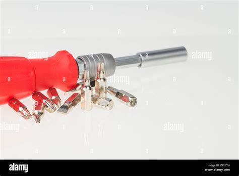 Screwdriver And Torx Bits On Isolated White Background Stock Photo Alamy