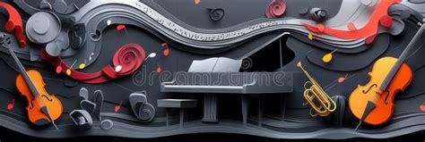 Dynamic Paper Craft Design Featuring Flowing Musical Notes Around A