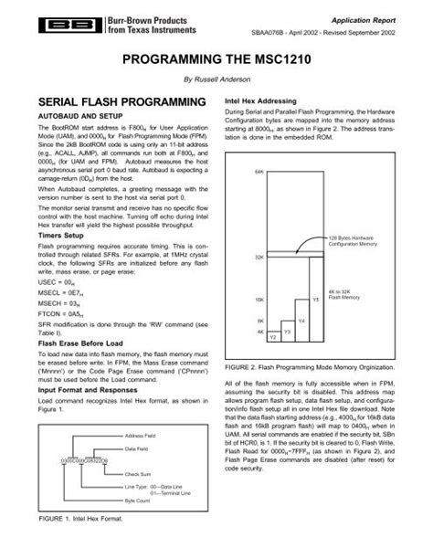 Programming The Msc1210 Rev B Texas Instruments