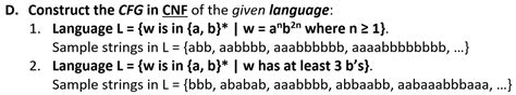 Answered D Čonstruct the CFG in CNF of the bartleby