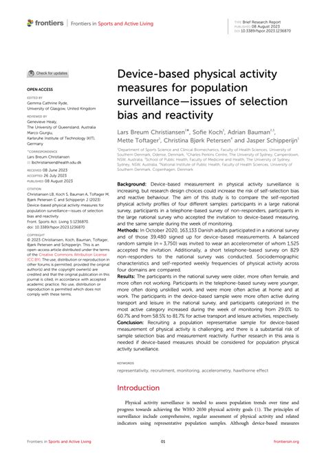 Pdf Device Based Physical Activity Measures For Population Surveillance—issues Of Selection