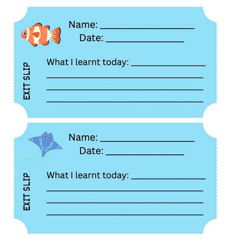 Exit Slip Under The Sea Theme Etsy