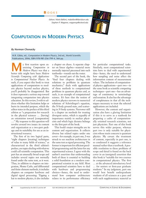 Pdf Computation In Modern Physics Review Of Computation In Modern