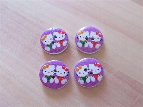 Hello Kitty Buttons Set Of Ten Etsy
