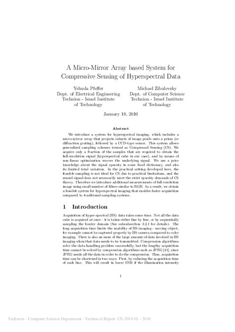 Pdf A Micro Mirror Array Based System For Compressive Sensing Of