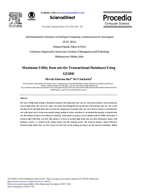 pdf maximum utility item sets for transactional databases using guide