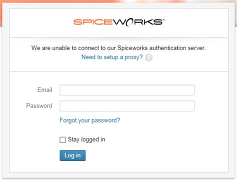 Error We Are Unable To Connect To Our Spiceworks Authentication Server Spiceworks Support