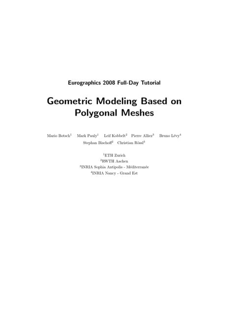 Pdf Geometric Modeling Based On Polygonal Meshes Dokumentips