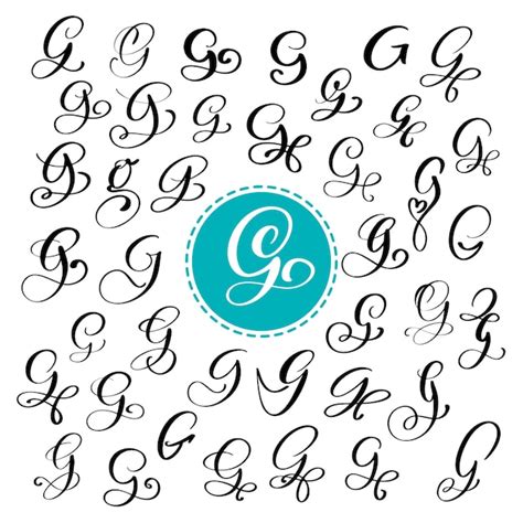 Premium Vector Set Of Hand Drawn Vector Calligraphy Letter G Script Font Isolated Letters