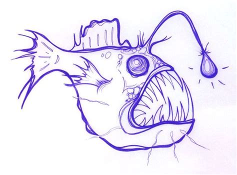 Как нарисовать рыбу удильщика