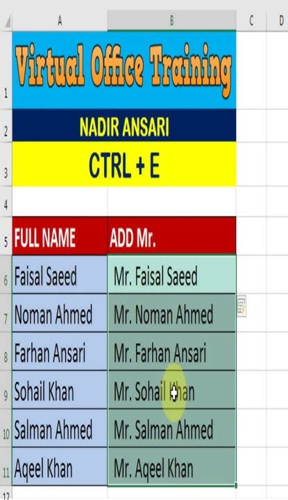 Shorts Get Mr In All Full Name Through Excel Shortcut Keys Exceltricks Exceltutorial