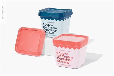 Premium Psd Square Ice Cream Containers Mockup Perspective