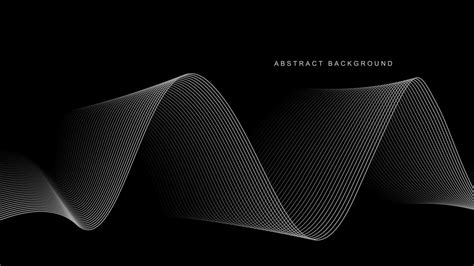 Abstract Glowing Wave Lines On Black Background Dynamic Wave Pattern Modern Flowing Wavy Lines