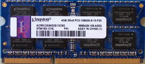 4gb 2rx8 Pc3 10600s 9 10 F20 Kingston Laptop Sodimm