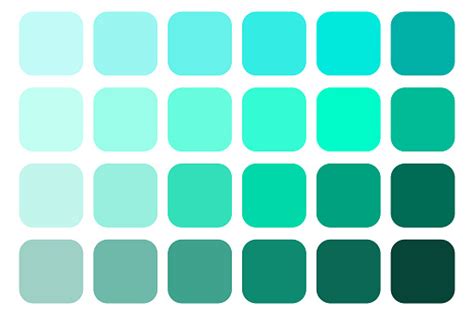 청록색 그라디언트 팔레트 정사각형 색상 견본 다양한 색조의 청록색 벡터 일러스트 레이 션 색상 견본에 대한 스톡 벡터 아트 및 기타 이미지 Istock
