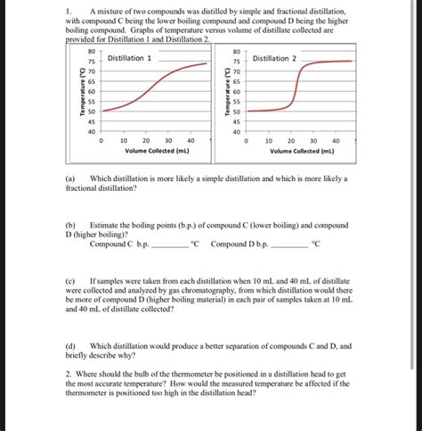 A Mixture Of Two Compounds Was Distilled By Simple