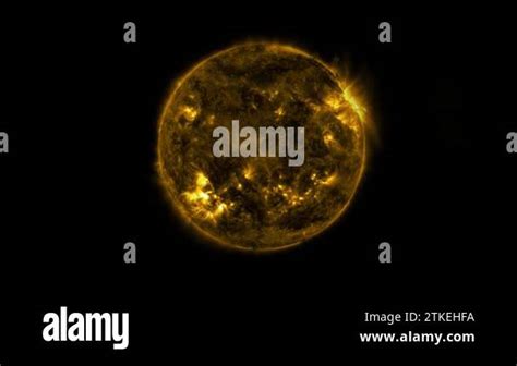Realistic Animation Of Sun Close Up View Of The Burning Sun In Space Sun Activity On A Black