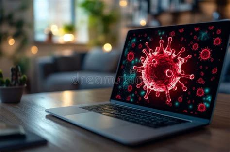 Laptop With Caution Warning Sign Virus Detection Stock Image Image