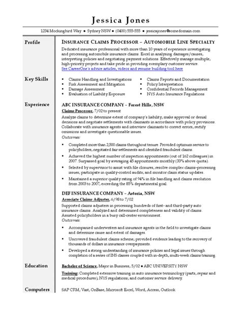 Cv Template Insurance Claims Processor Pdf Insurance Vehicle Insurance