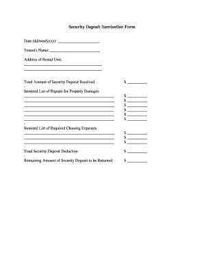 Security Deposit Itemization Form Fill Out And Sign Printable Pdf
