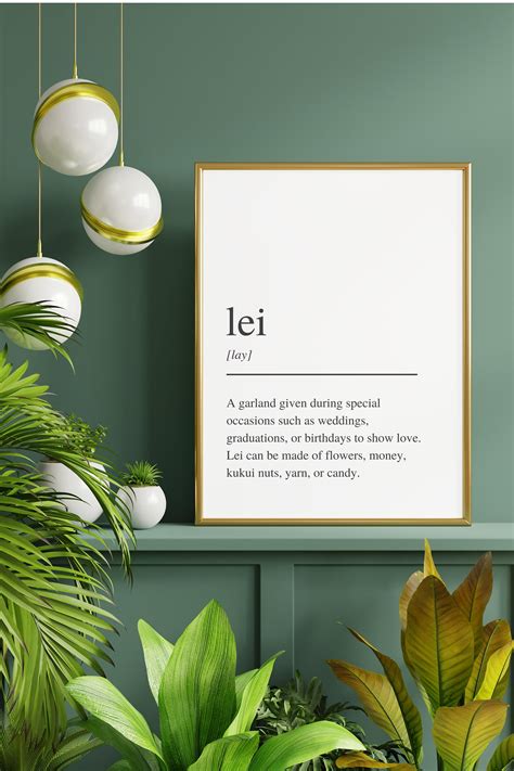 Lei Definition Print Hawaiian Wall Art Lei Definition Decor Inspirational Art Minimalist