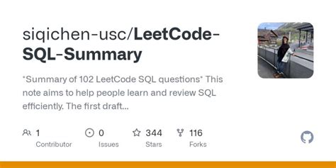Siqi Chen On Linkedin Github Siqichen Uscleetcode Sql Summary
