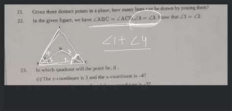 21 Given Thice Distinct Points In A Plane How Many Lines Can Be Drawn B