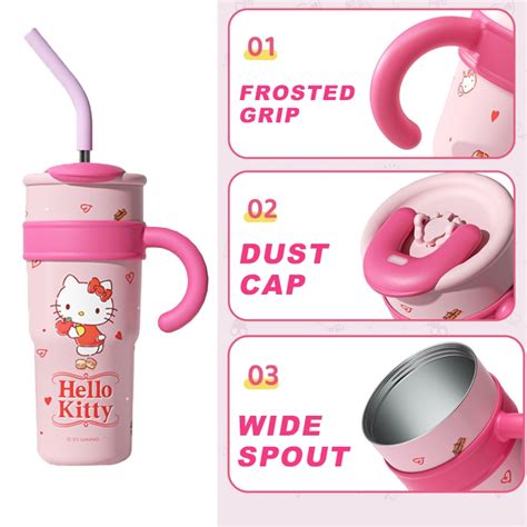1200ml Cute Cartoon Tumbler Cup With Straw Lid Stainless Steel Water