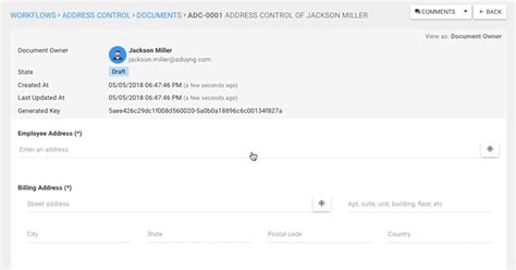 Rethink Workflow Support Address Control