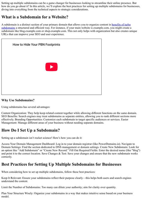 Ppt Best Practices For Setting Up Multiple Subdomains For Businesses Powerpoint Presentation