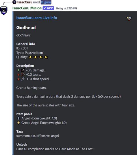 Discord Bot The Binding Of Isaac Isaacguru
