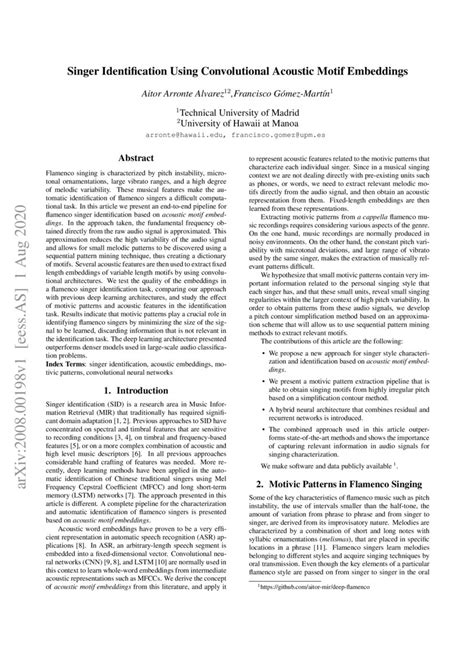 Singer Identification Using Convolutional Acoustic Motif Embeddings