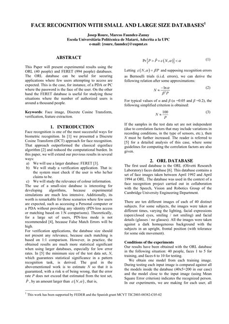 Pdf Face Recognition With Small And Large Size Databases
