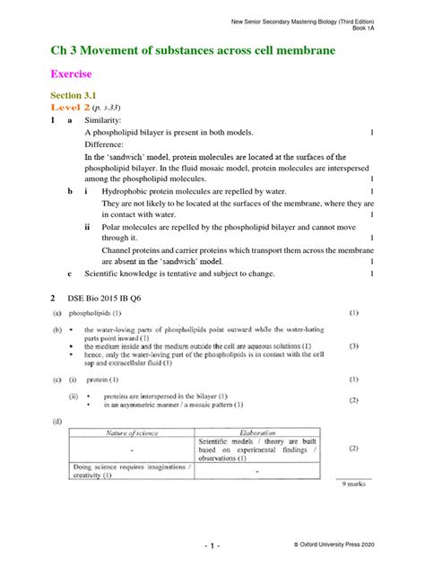 Dsebioch3ans Pdf Cell Membrane Lipid Bilayer