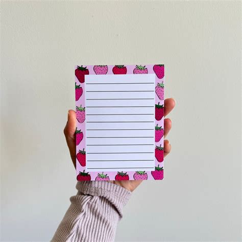 Strawberry Notepad Small Notepad Notepad Colorful Notepad Etsy