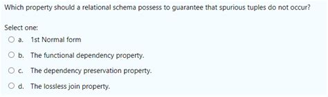 Solved Which Property Should A Relational Schema Possess To